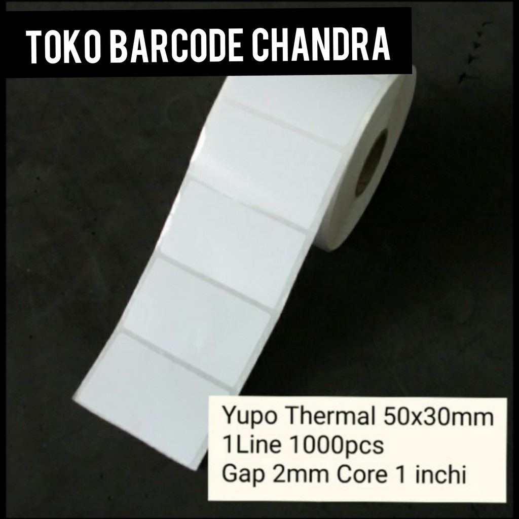 Jual Yupo Thermal 50x30mm 1Line 1000pcs Gap 2mm Core 1 Inchi / Label ...