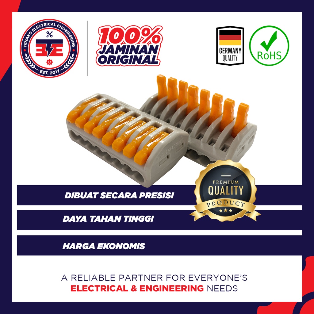 Jual WAGO Cable Connector PCT-218 Konektor Kabel Model WAGO 8 Wire Compact Terminal Block Lever ...