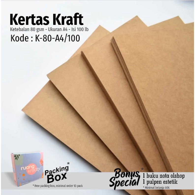 Jual Kertas Kraft A4 isi 100 lembar | Shopee Indonesia