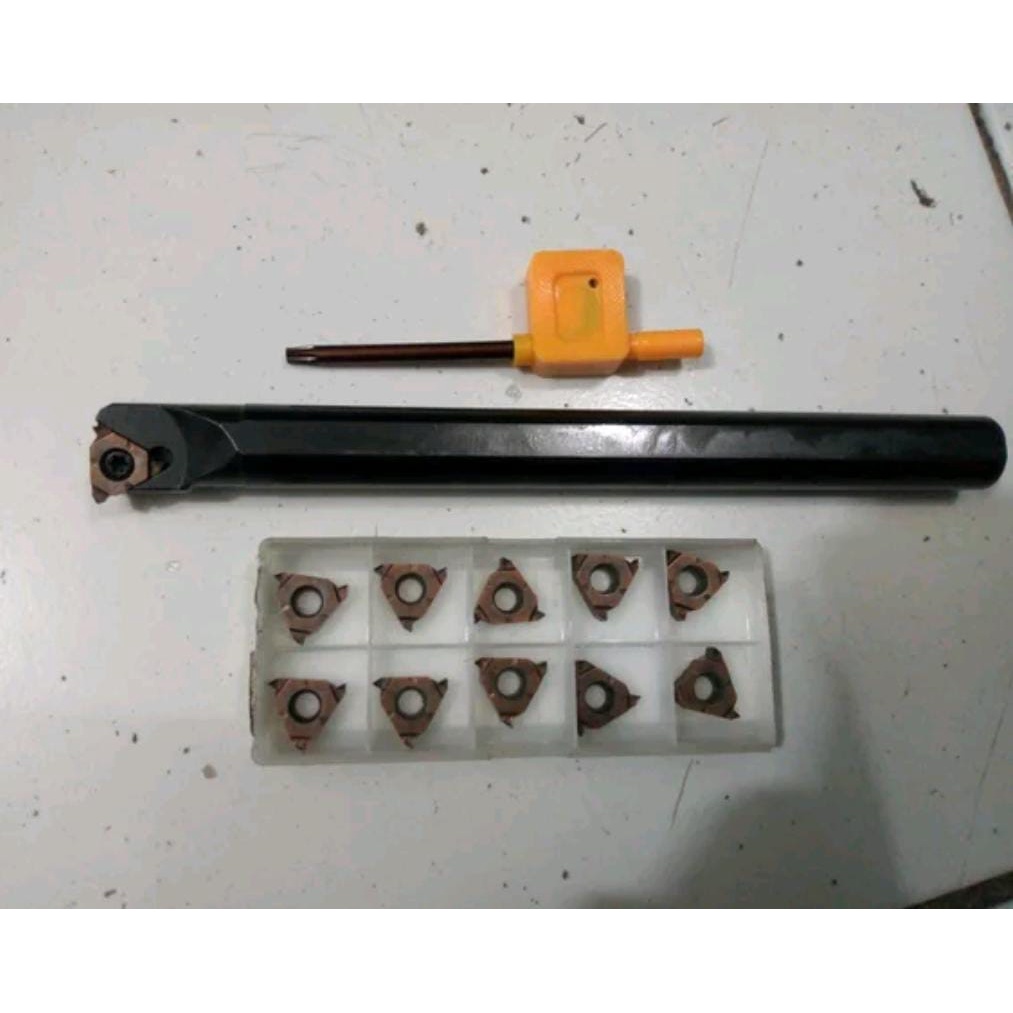 Jual pahat bubut.holder bubut drat dalam SNR16. 1R16 set insert carbide 10pcs | Shopee Indonesia