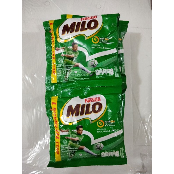 Jual Milo sachet (22 gram) 1 renteng (10 sachet + bonus 1 sachet ...