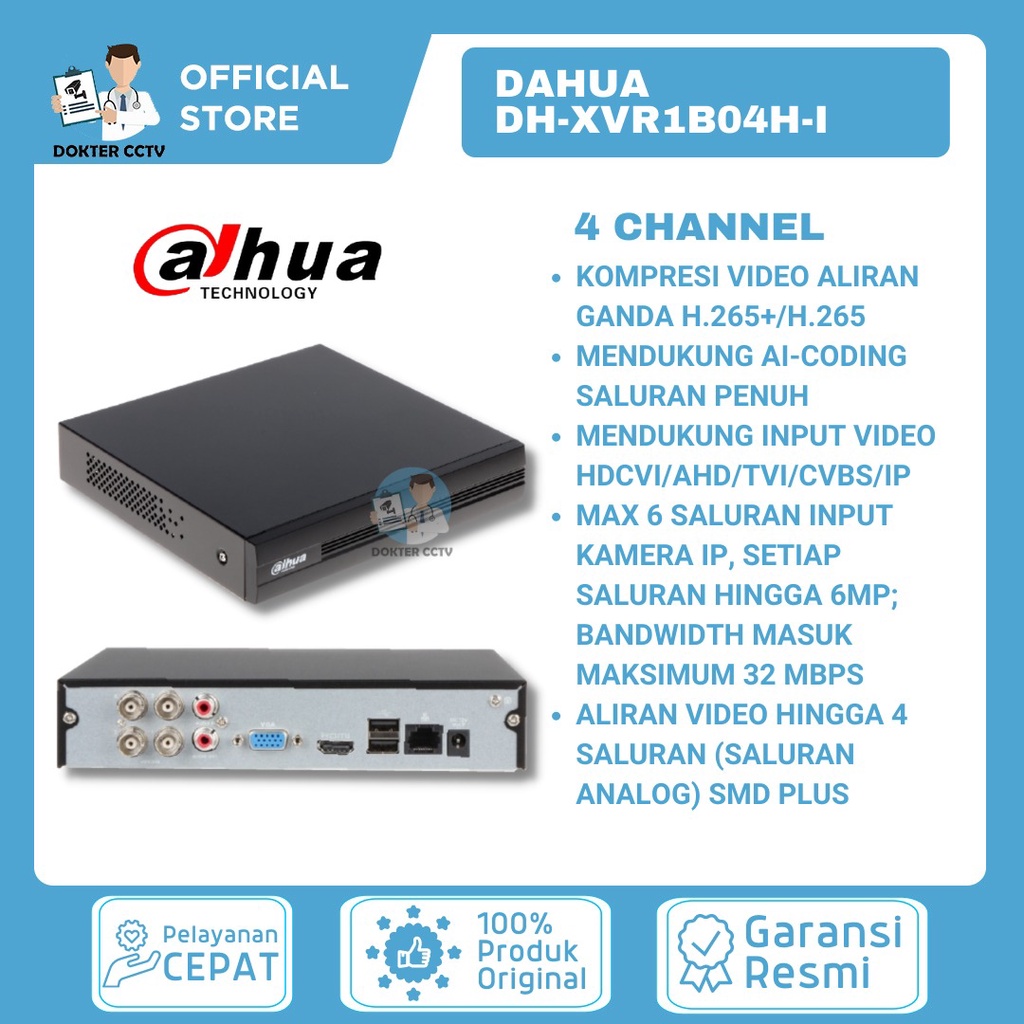 Jual DVR / XVR DAHUA COOPER DH-XVR1B04H-I 4 Channel | Shopee Indonesia