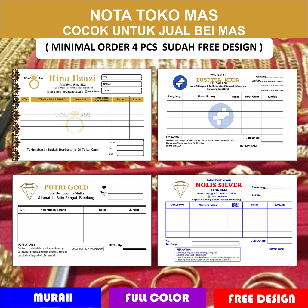 Jual NOTA TOKO MAS FREE DESIGN | Shopee Indonesia