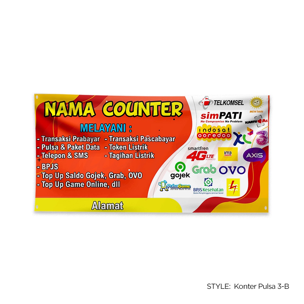 Jual Sanduk Konter Pulsa Banner counter Pulsa spanduk promosi mmt ...