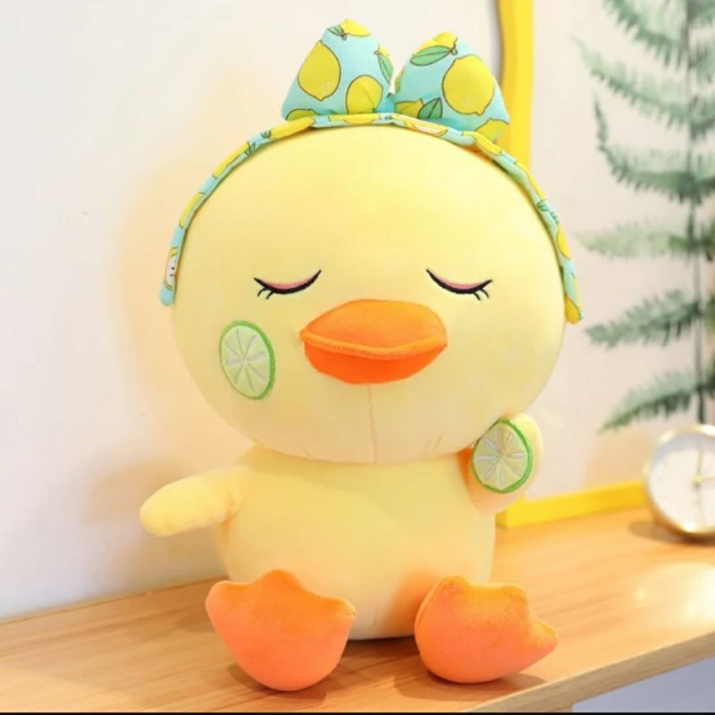 Jual MINISO Boneka Bebek miniso Duck Bando Pita Bordir Buah Import Kado ...