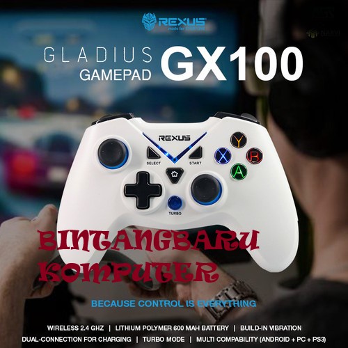 Jual Rexus GX100 Pro Gaming Wireless Gamepad (white) - Gaming ...