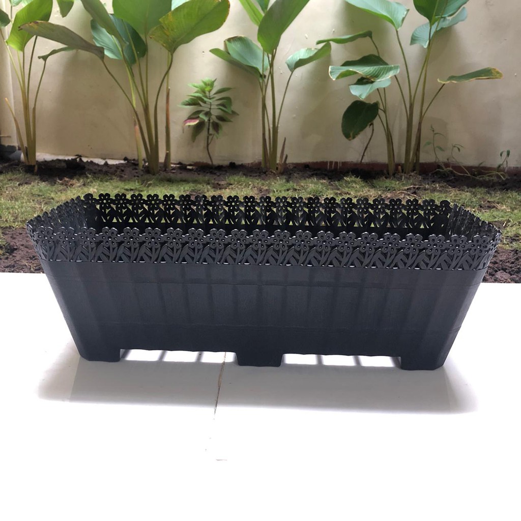 Jual POT PERSEGI PANJANG 50CM/Pot persegi panjang hitam S galaxy min ...