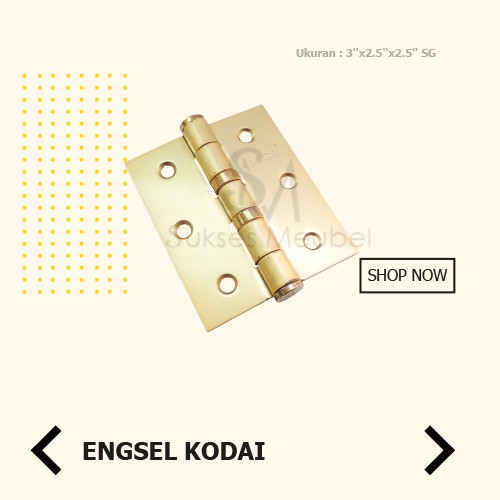 Jual 3" SG - ENGSEL PINTU / ENGSEL JENDELA TEBAL KODAI 3 INCH KUNING ...