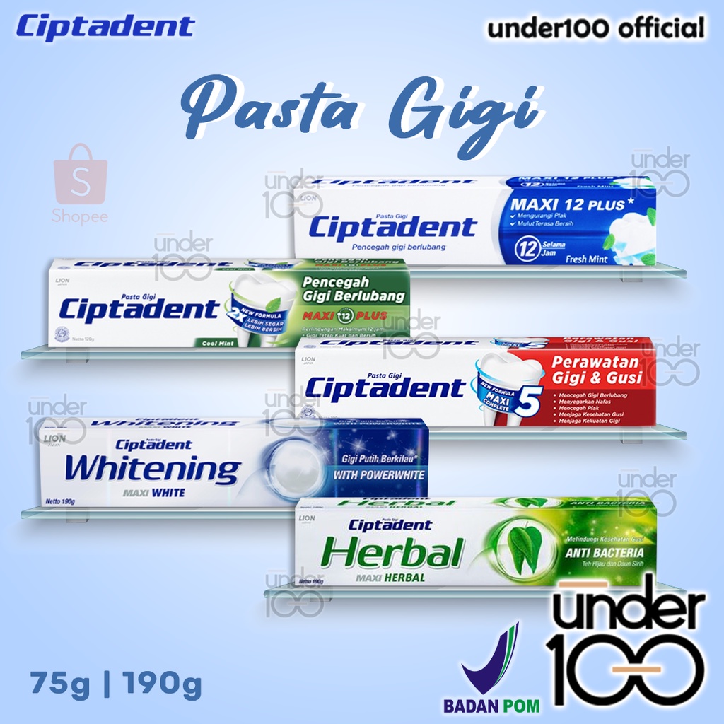 Jual UNDER100 CIPTADENT Pasta Gigi Maxi 12 Plus | Perawatan Gigi & Gusi ...