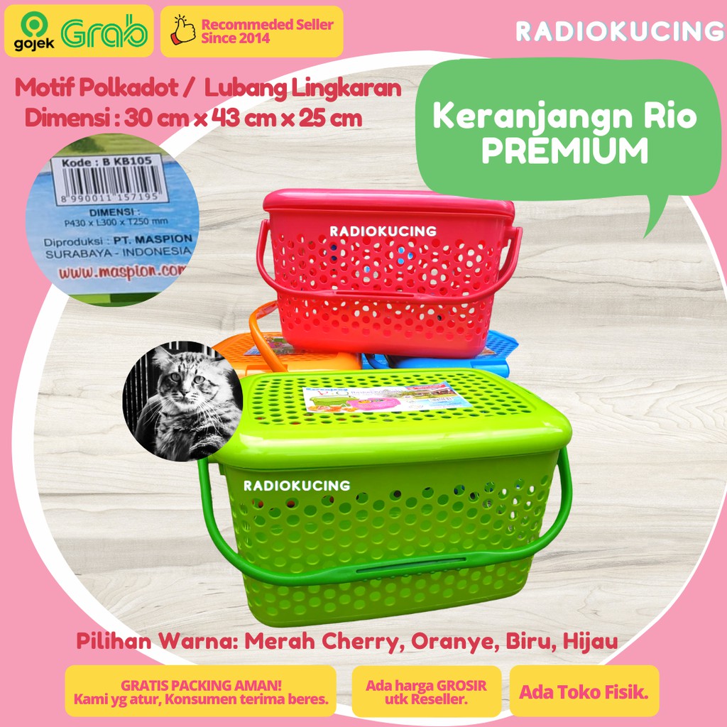 Jual Keranjang Rio Premium Motif Polkadot Lubang Lingkaran Kucing Pet ...