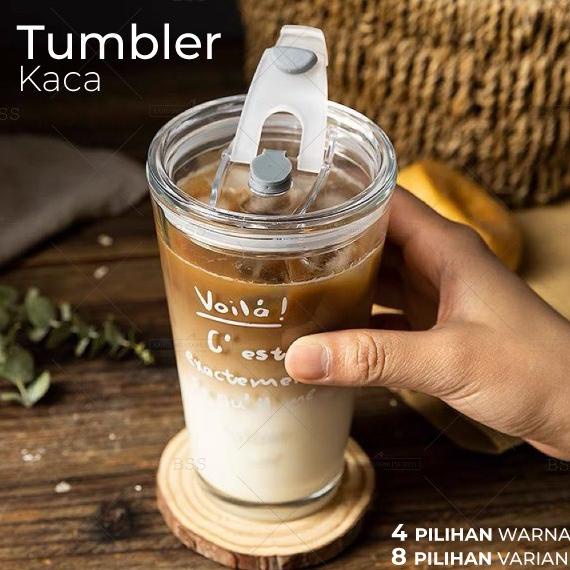 Jual Tumbler Kaca Aesthetic 450ml Gelas Minum Kopi Anti Panas Dengan ...