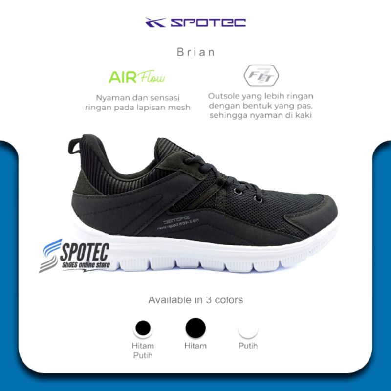 Jual SPOTEC Sepatu STUDENT Artikel BRIAN Hitam/Putih | Shopee Indonesia