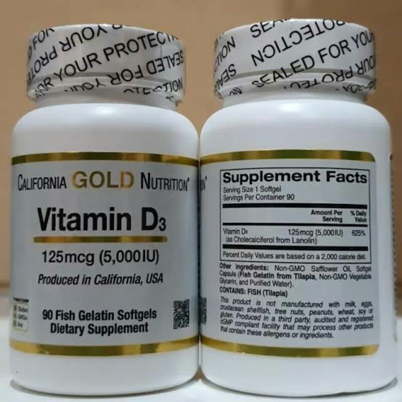 Jual CALIFORNIA GOLD NUTRISION vitamin D3 125 mcg ( 5000 IU ) 90 fish ...