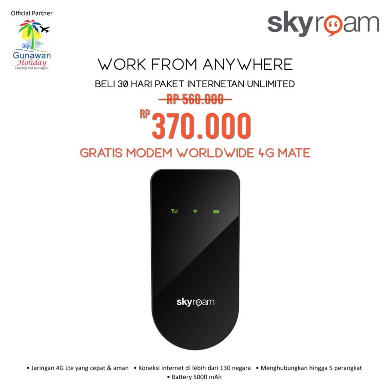 Jual Gratis Modem WorldWide SkyRoam Hanya Langganan 1 Bulan Internet ...