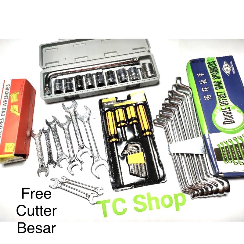 Jual PAKET Kunci Tool Set : Kunci Sok 10 pcs + Kunci Ring Set + Kunci ...