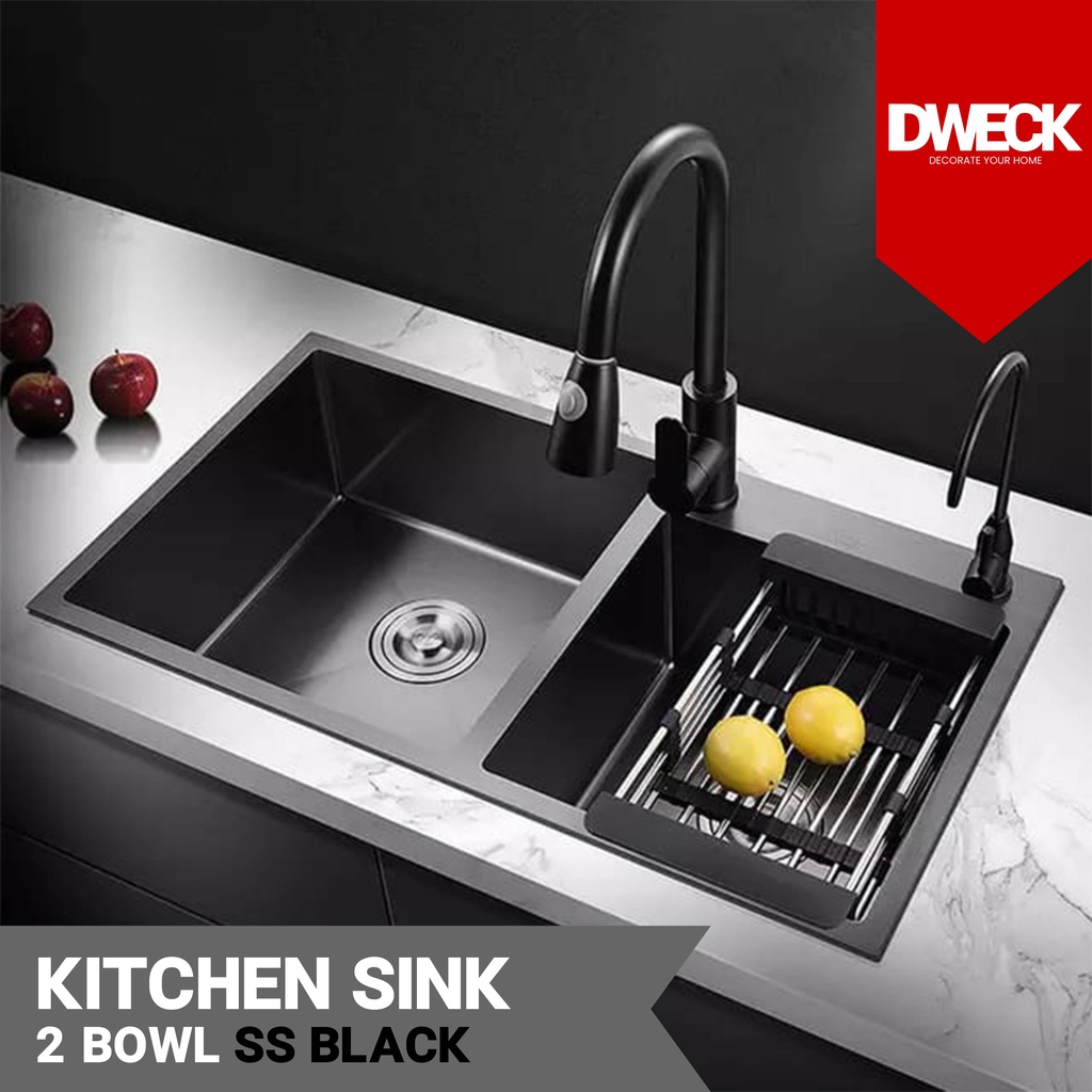 Jual DWECK - Kitchen Sink Hitam Bak Cuci Piring Sink Stainless Steel ...