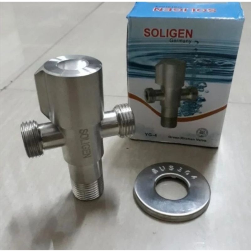 Jual Kran T cabang 2 Stop Karan T Doble Stainless Jet Shower Soligen 1/ ...