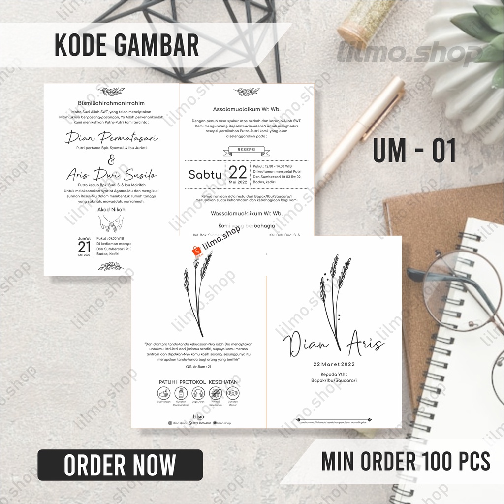 Jual Undangan pernikahan, Undangan Pernikahan Minimalis, Undangan Hitam ...