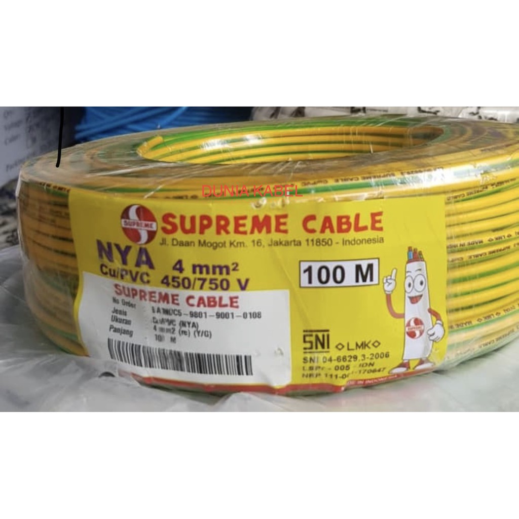 Jual Kabel NYA / Kawat / Tunggal 4mm 4 mm 1X4 Supreme 1 Roll 100 meter | Shopee Indonesia