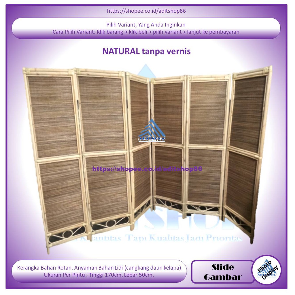 Jual Partisi Ruangan 5 Keping Pintu - Gebyog Ruangan - Partisi Rotan ...