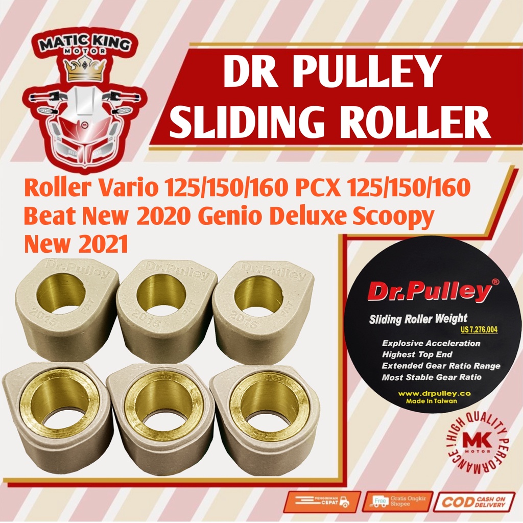 Jual Sliding Roller Vario PCX Genio Deluxe Beat New 2020 Scoopy 2021 DR PULLEY 09 gr 10 11 12 13 ...