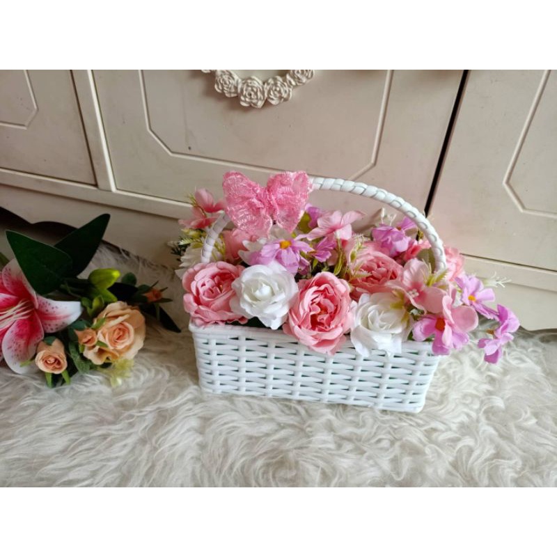 Jual rangkaian bunga keranjang premium | Shopee Indonesia