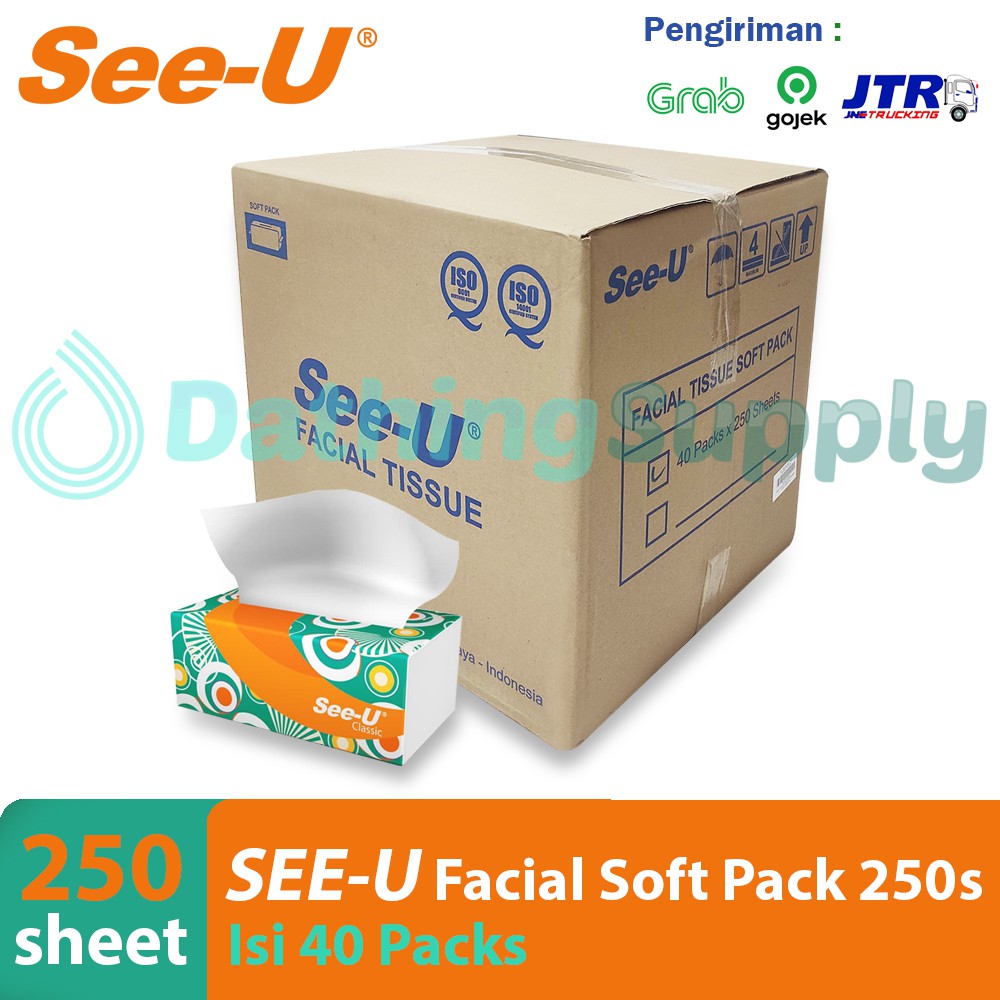 Jual GROSIR 1 DUS Tissue SEE-U FACIAL Classic Soft Pack 250 Sheet Tisue ...