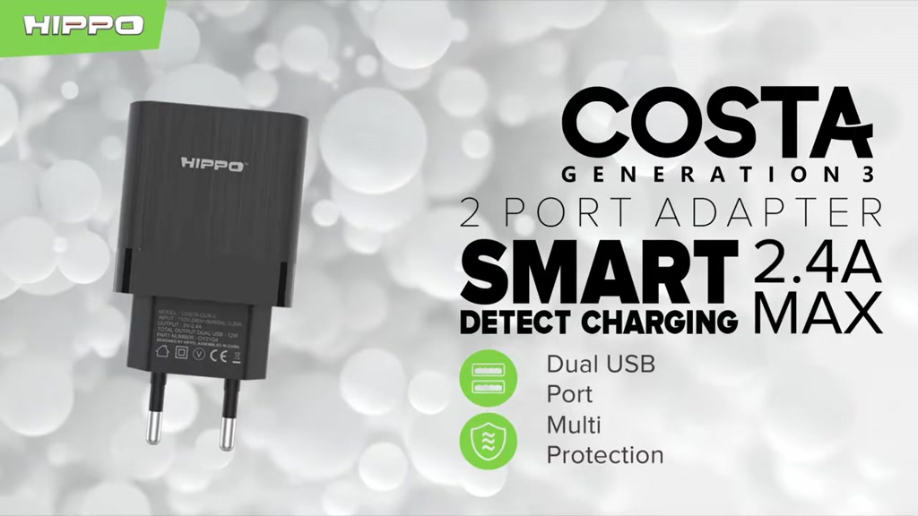 Jual Hippo Adaptor Costa 3 2.4A 2 Port SDC USB Adapter Kepala Casan ...