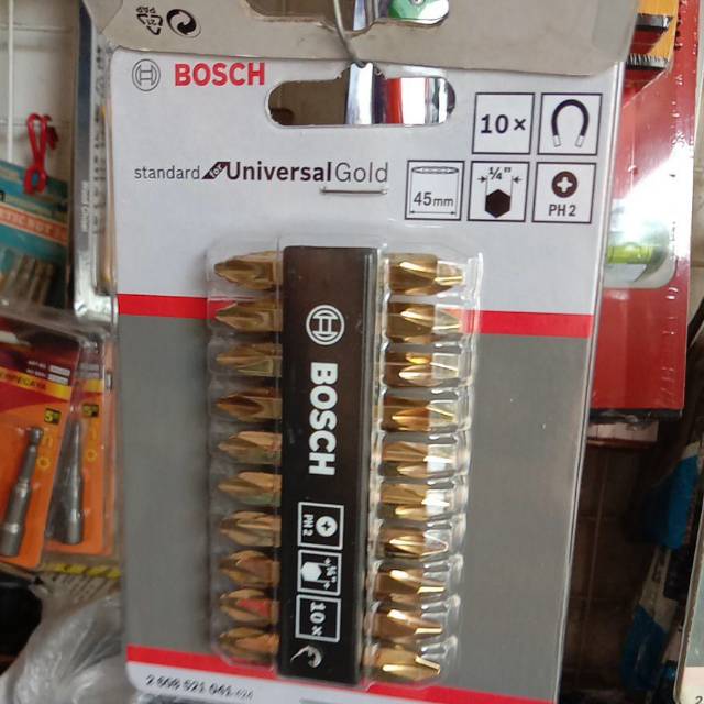 Jual Mata obeng Bosch original screwdriver bit ph2-45 mm 65 mm gold ...