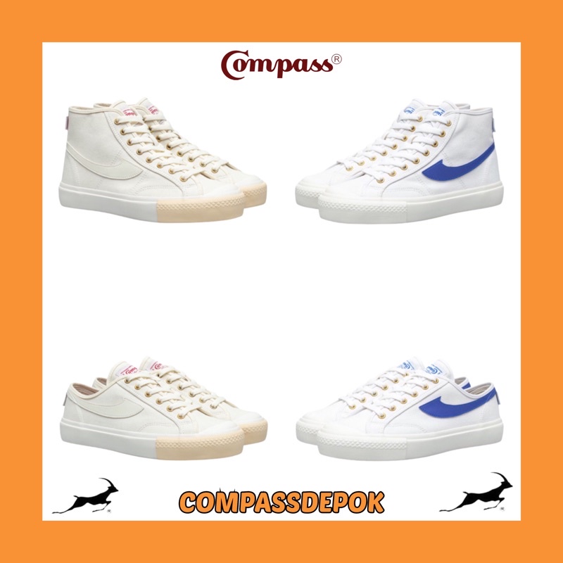 Jual Compass Gazelle Low Cream / White Blue | Hi/High Cream / White ...