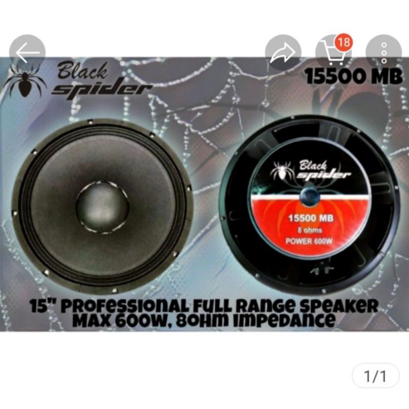 Jual SPEAKER BLACK SPIDER 15500 MB SPIKER BLACK SPIDER 15 INCH ORIGINAL ...