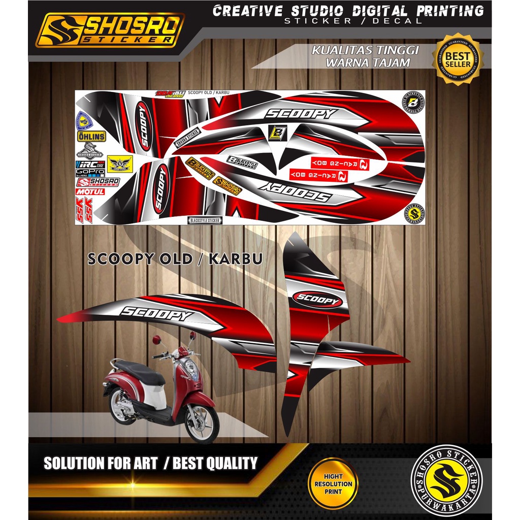 Jual MOTIF LIS STIKER COD-STRIPING VARIASI MOTOR HONDA SCOOPY OLD/CARBU MOTIF RACING SIMPLE ...
