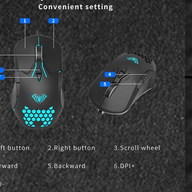 Jual Mouse Gaming Honey Comb AULA F-809 RGB 7 Color Breath LED ...