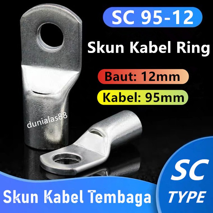 Jual 2PCS Skun kabel SC95-12 baterai scun kabel konektor tembaga aki ...