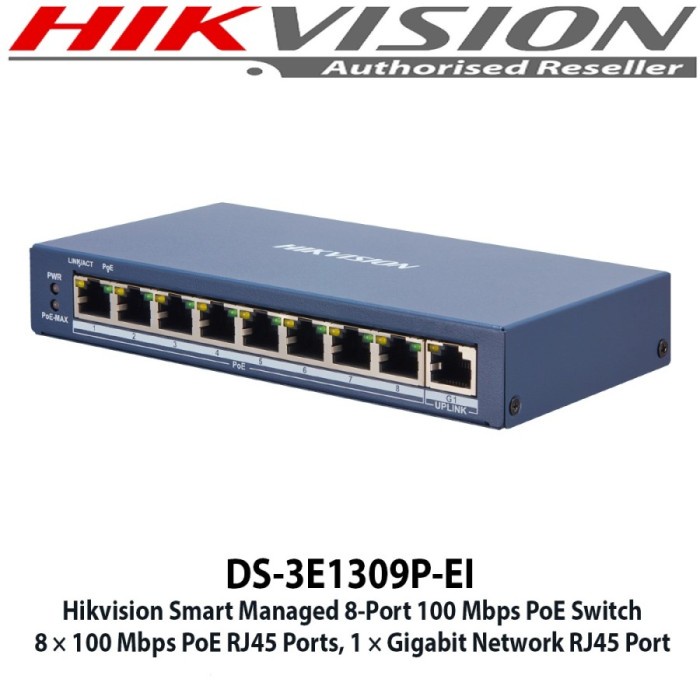 Jual Hikvision DS 3E1309P EI 8 Port Fast Ethernet Smart POE Switch | Shopee Indonesia