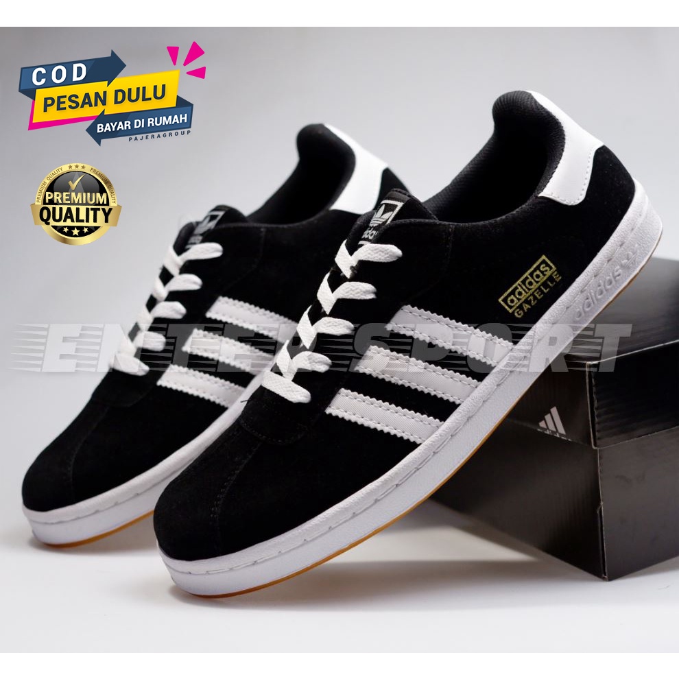 Jual sepatu sneakers adidas gazelle hitam putih bahan premium made in ...