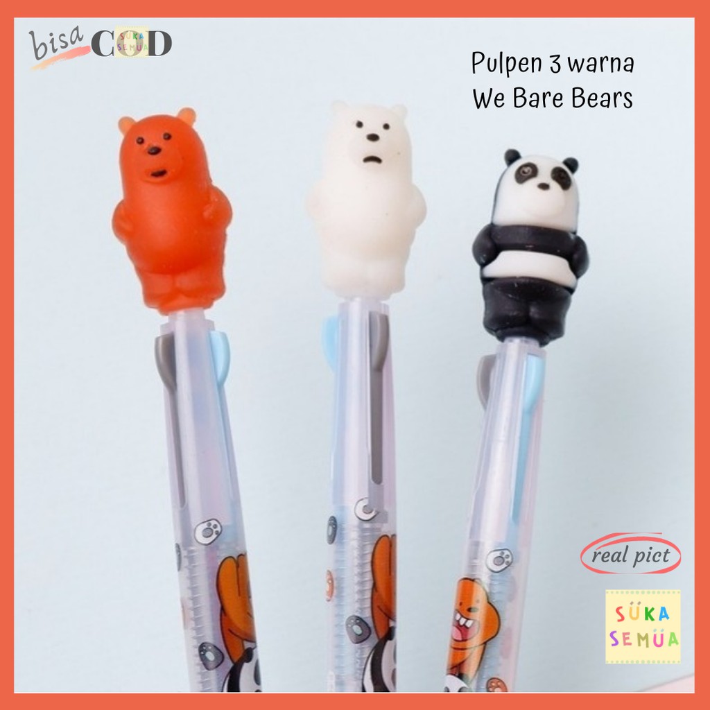 Jual Pulpen 3 Warna We Bare Bears / Pena Pen Bolpen Gelpen Beruang ...