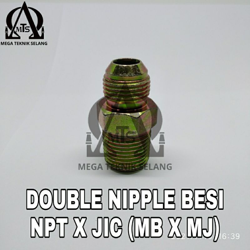 Jual Double Nepel Besi 3/8" NPT X JIC #3000 Double Nipple 3/8 MB X MJ ...