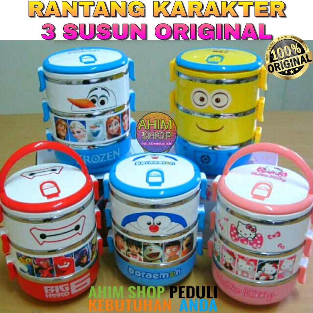 Jual Rantang Karakter 3 Susun 2100 ml Lunch Box Stainless Steel Tempat ...
