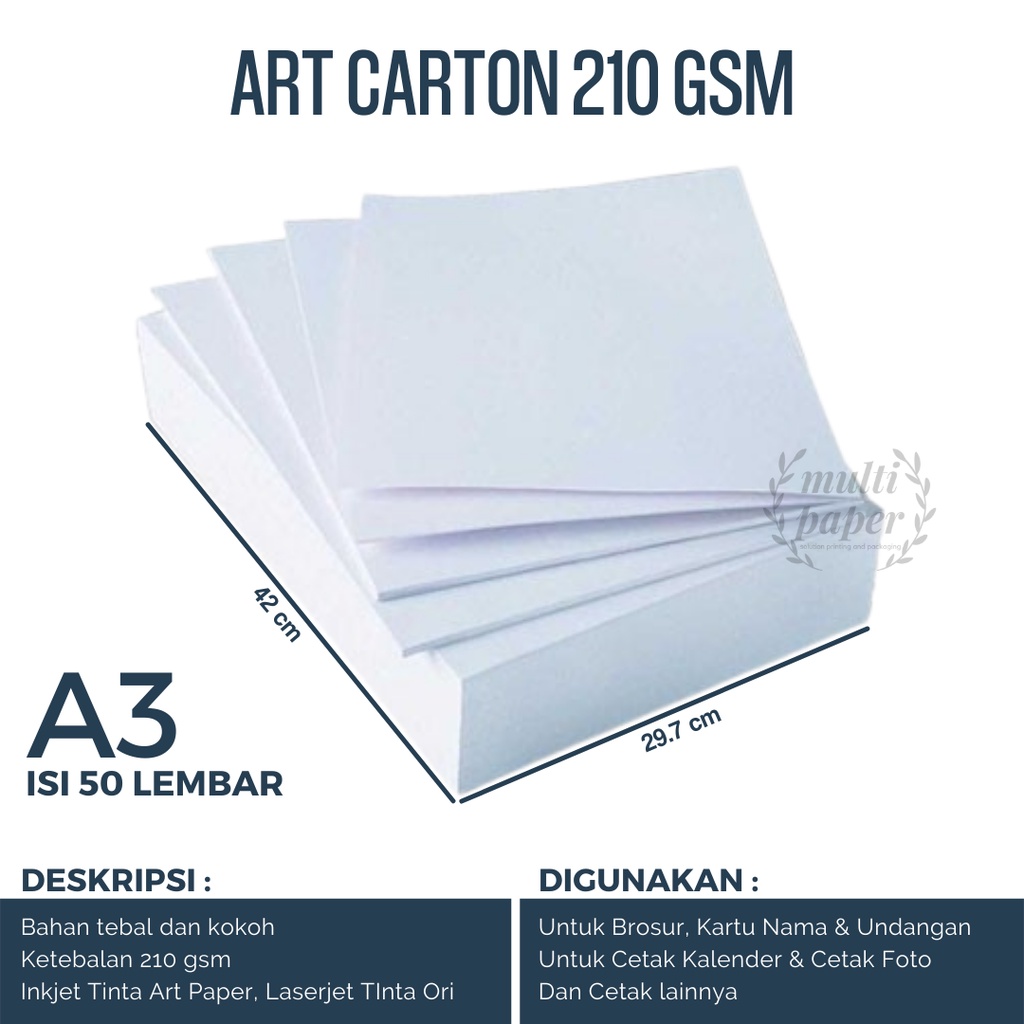 Jual Art Carton A3 210 gsm isi 50 lembar / Kertas Art Karton A3 ...