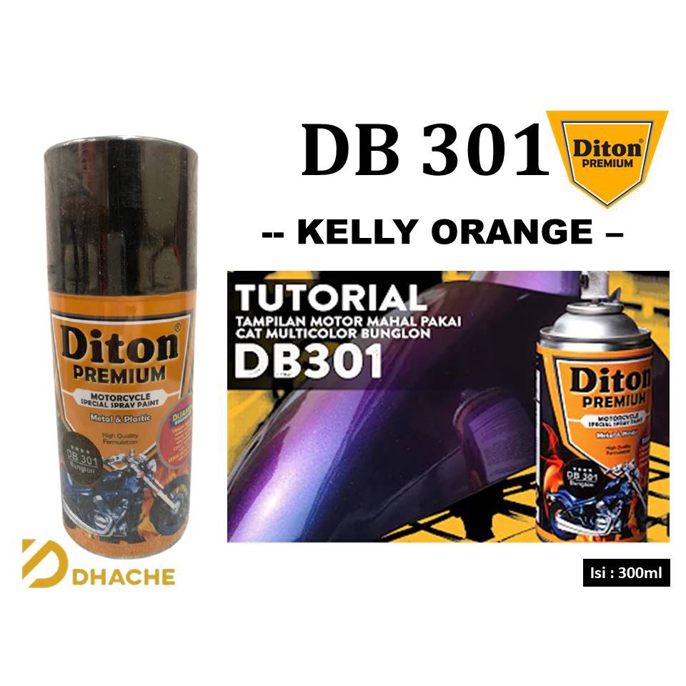 Jual Cat Pilox DITON PREMIUM Kelly Orange DB 301 Warna Bunglon DB301 Bunglon Red 300ml | Shopee ...