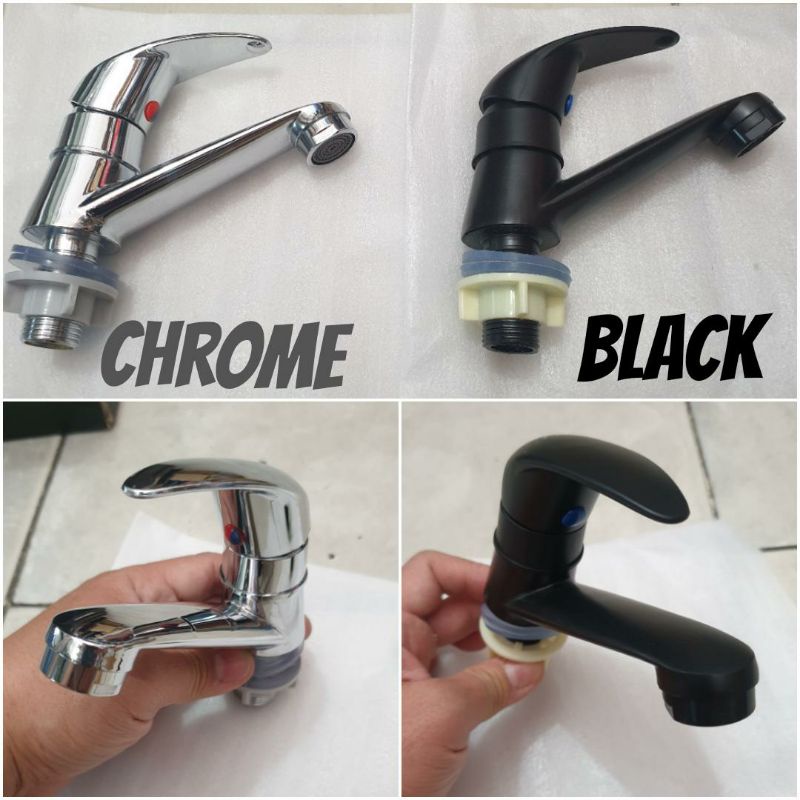 Jual Kran wastafel hitam black / chrome promo murah | Shopee Indonesia
