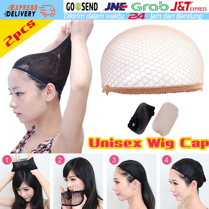 Jual Beige Weaving Cap Stretchable Elastic Hair Net Top Open Snood Wig ...