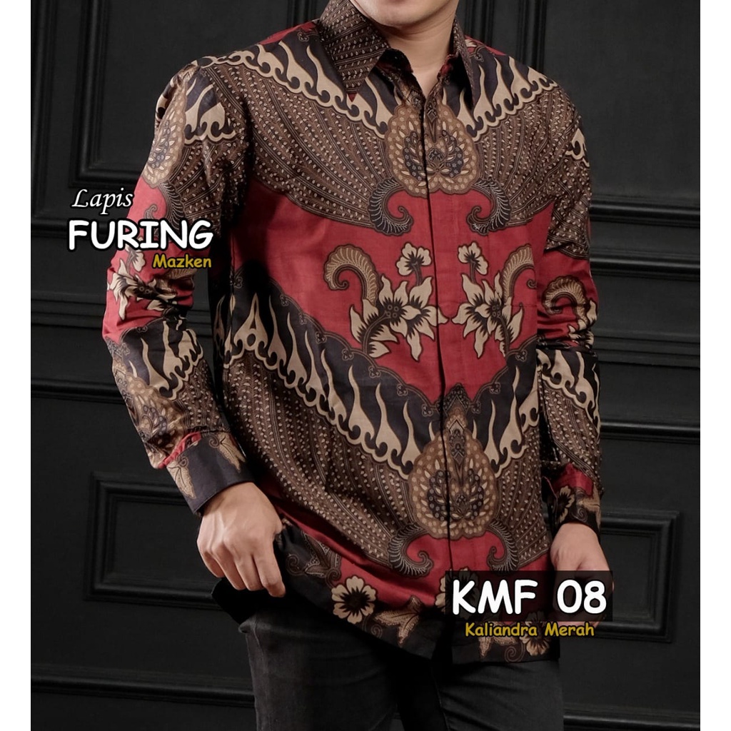 Jual KMF 08 Kemeja Merah Batik Maroon Lapis Furing Premium Kemeja ...