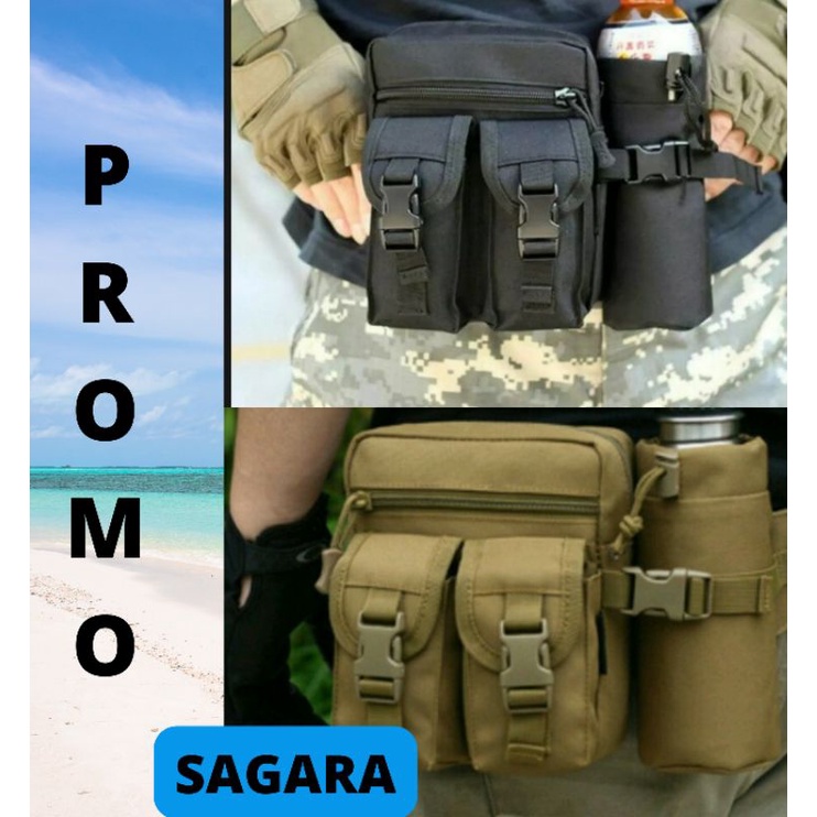 Jual Tas Pinggang Army Pria Botol dengan Tempat botol Minum bisa Di ...
