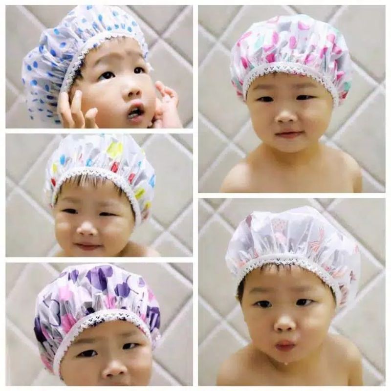 Jual Topi Keramas Bayi anak dewasa shower cap topi mandi anak | Shopee ...