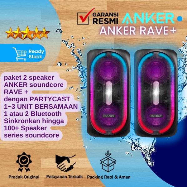 Jual PAKET 2 ANKER Soundcore Rave+ / Rave plus Portable Speaker ...