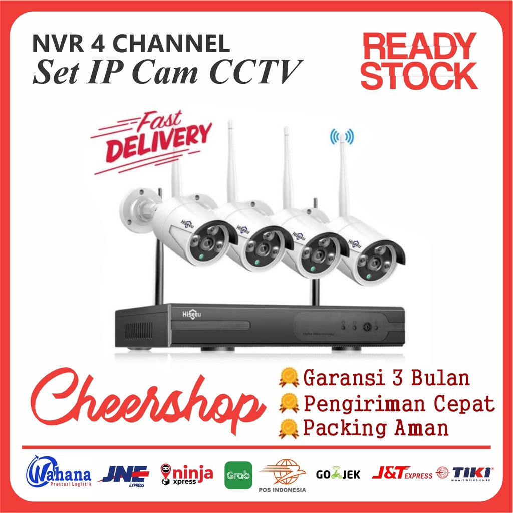Jual Paket Set NVR Kit IP Camera CCTV Wireless 4 Channel 720p P2P Wifi ...