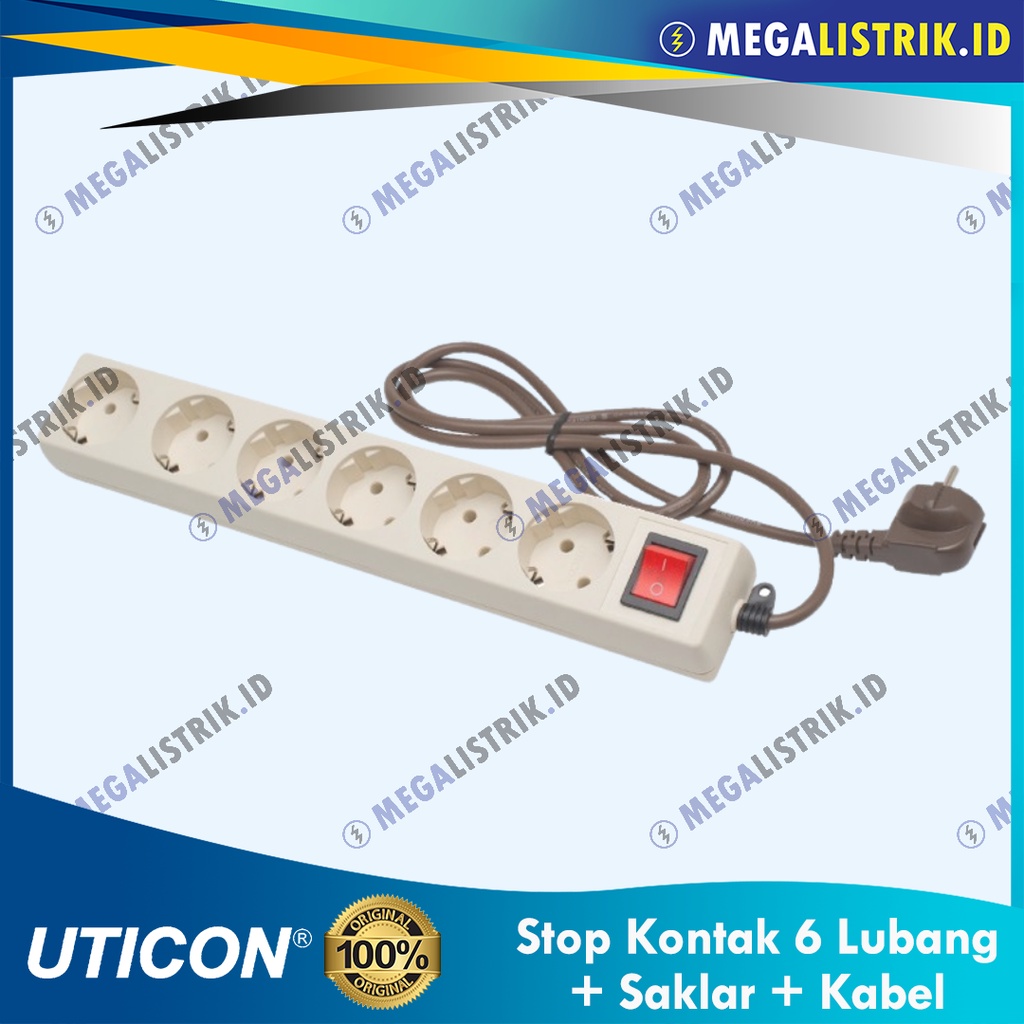 Jual UTICON STOP KONTAK ARDE 6 LUBANG + SAKLAR + KABEL 1.5 METER ...