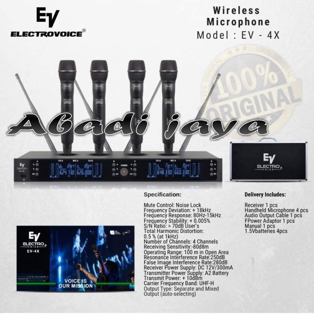 Jual Mic Wireless Electro Voice EV 4X Original Handheld 4 Mic | Shopee Indonesia